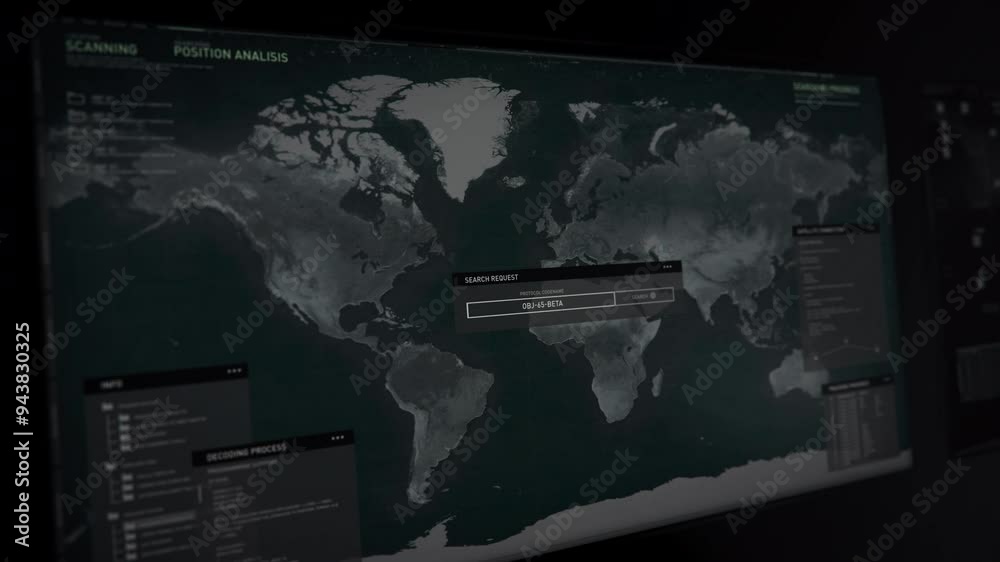Controlling the modern spy software scanning the digital earth map. Army controls the earth spy ...