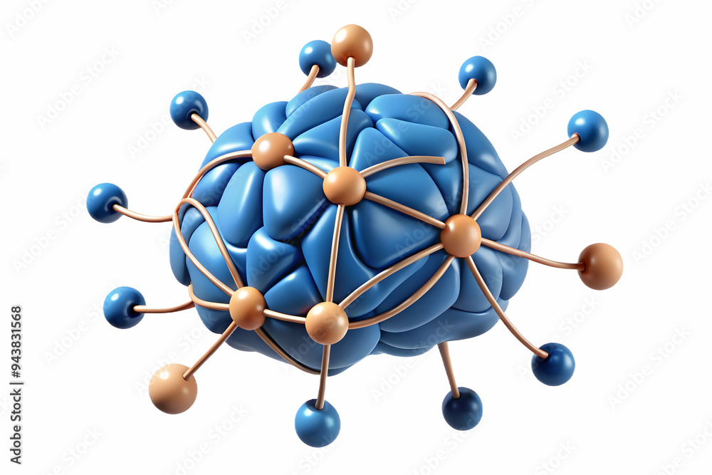 3D AI inspired border with neural connections framing copy space ...