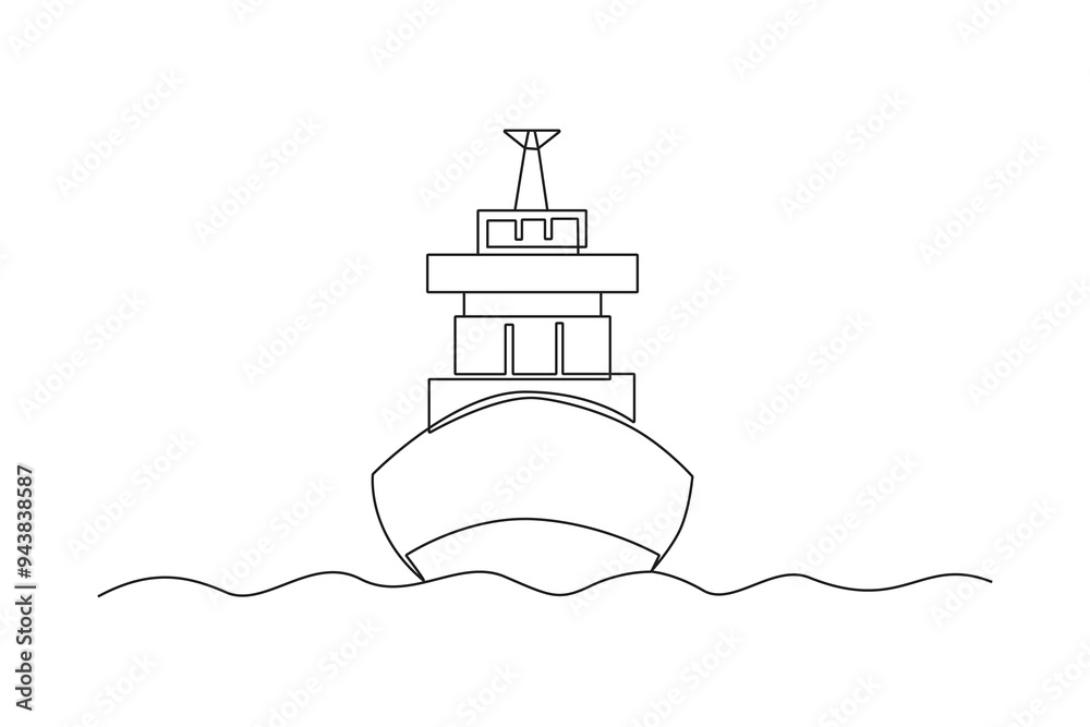 Single continuous line drawing of Warehouse, shipping, port, cargo ...