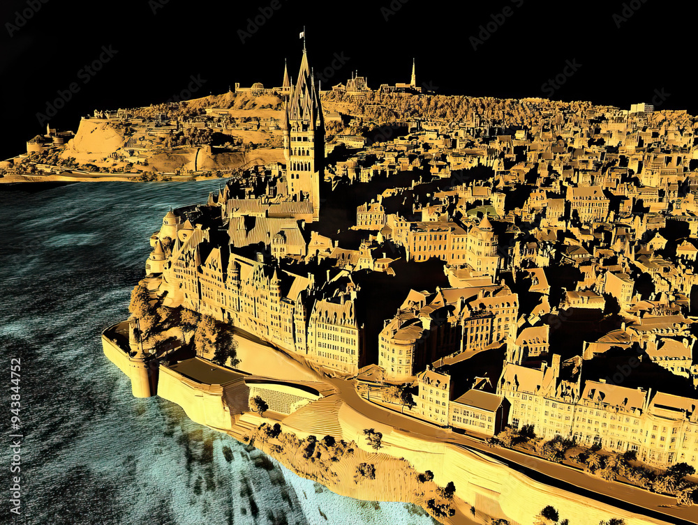 Technical aerial visual, 3D LiDAR GIS aerial map satellite scan model ...