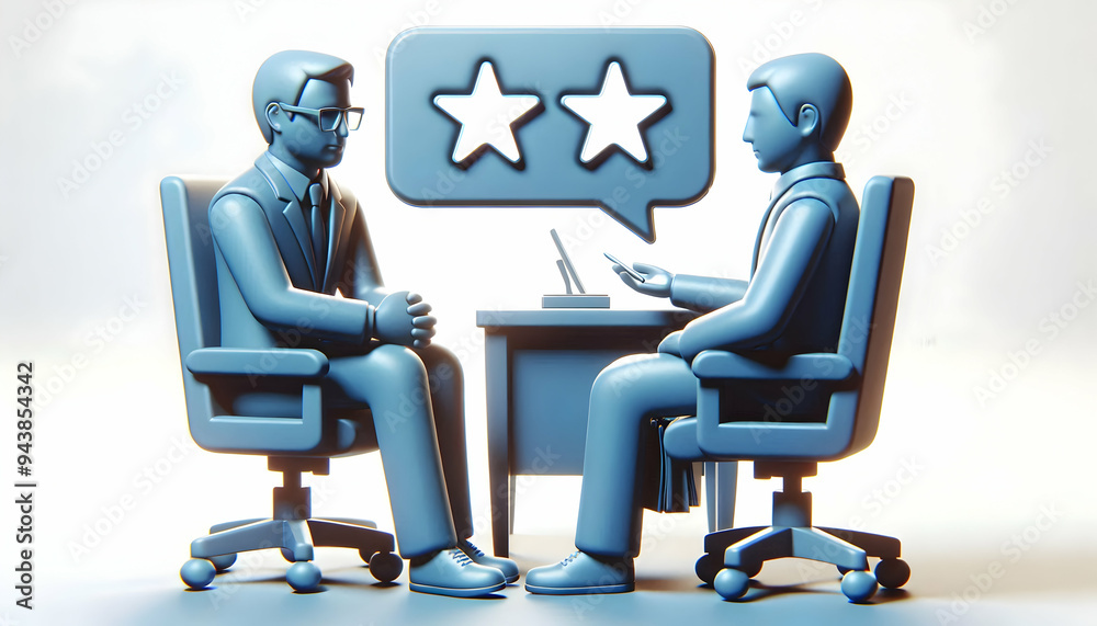 3D Candid moment of a manager giving feedback to an employee in a ...