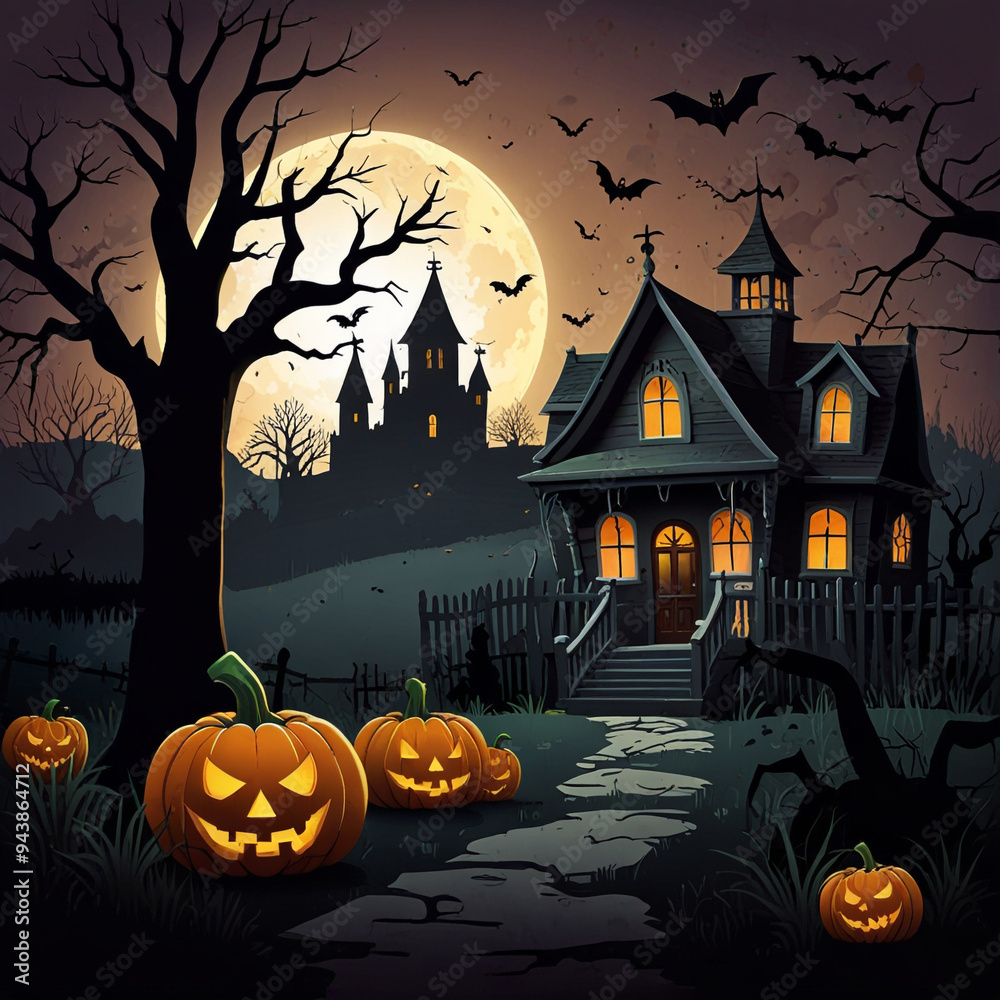 Vector clipart, Halloween story and cartoon style, characters and ...