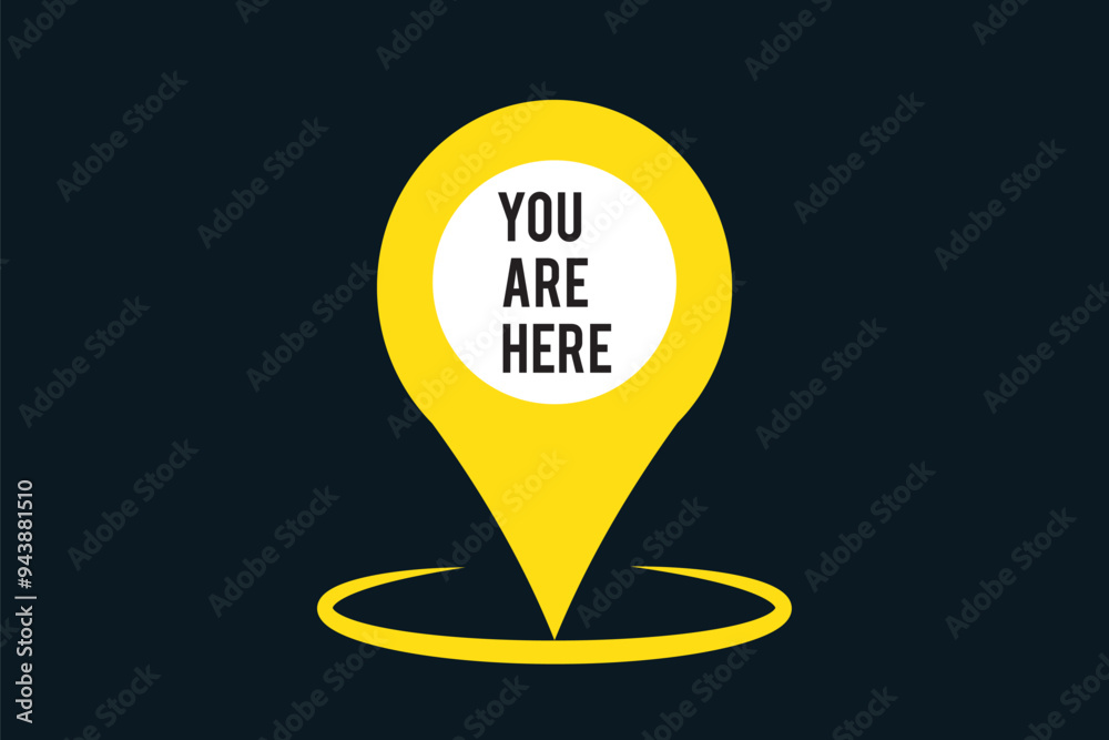 Red pin marker with text "You are here". Location map icon on ...