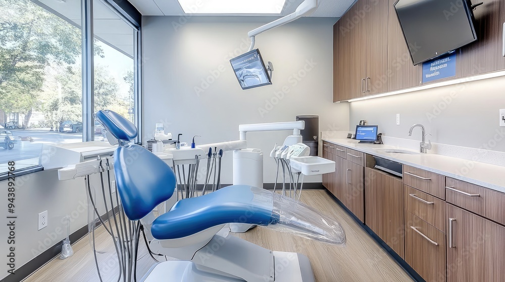 Modern dental office interior with state-of-the-art equipment, clean ...