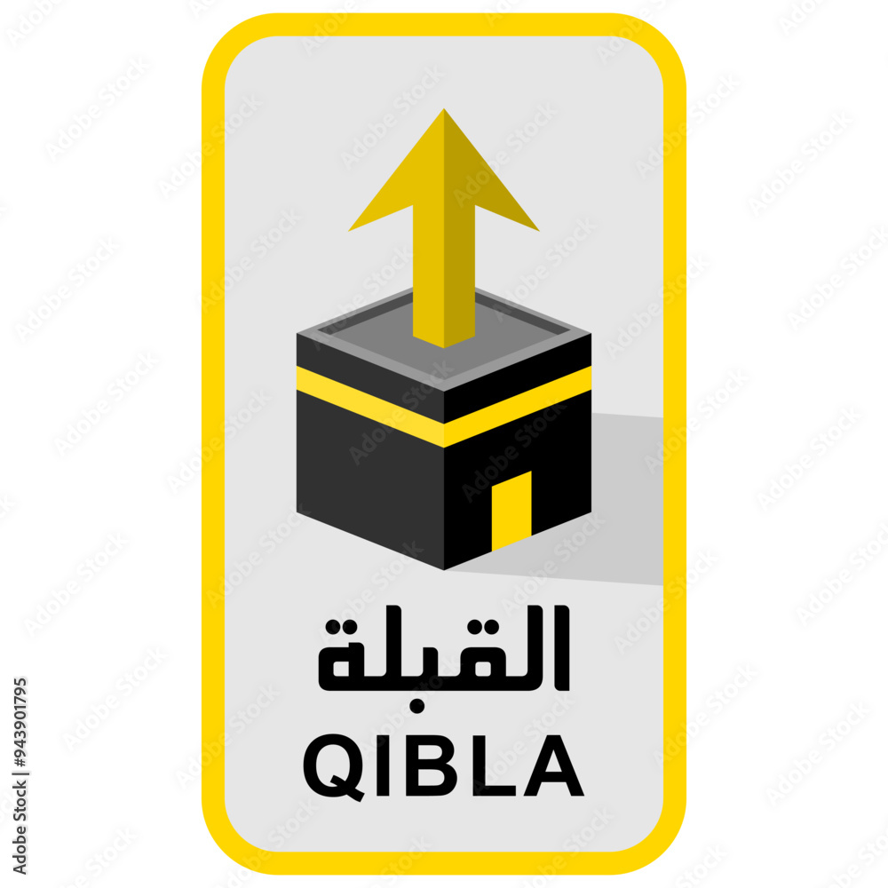 Qibla Direction Icon, Editable and Scalable Vector Signs for Mosque and Prayer Room Design ...