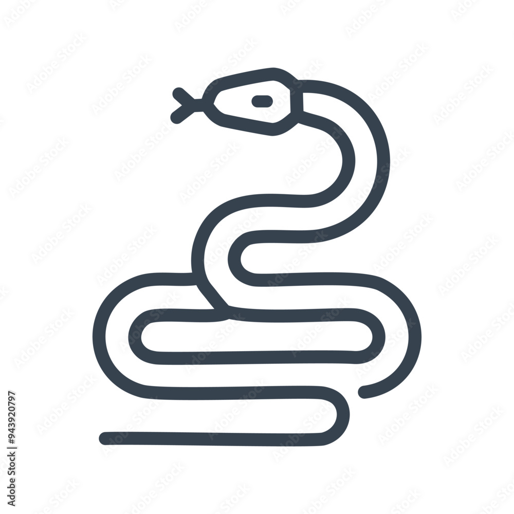 Simple line drawing of a snake. A minimalistic line drawing of a ...