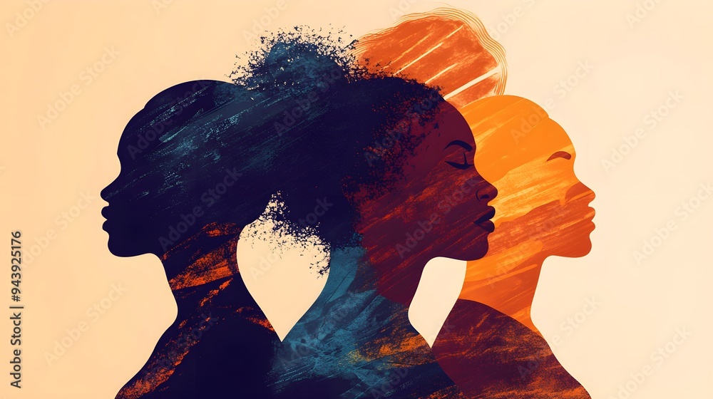 Diverse Women and Girls in Silhouette Forming a Strong Female Head ...