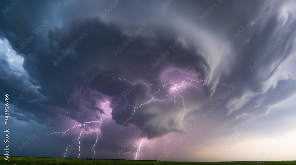 Incredible supercell thunderstorm with a dramatic, swirling sky full of ... Incredible supercell thunderstorm with a dramatic, swirling sky full of ...