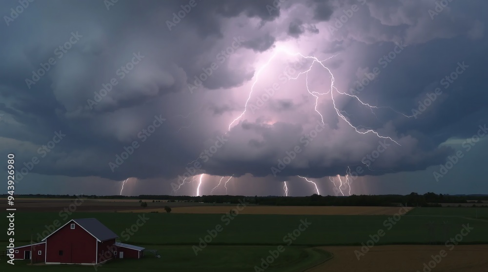Incredible supercell thunderstorm with a dramatic, swirling sky full of ...