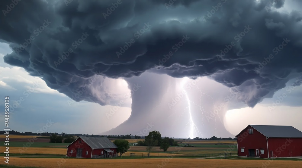 Incredible supercell thunderstorm with a dramatic, swirling sky full of ... Incredible supercell thunderstorm with a dramatic, swirling sky full of ...