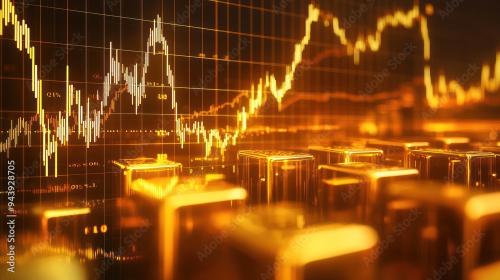 Gold trade chart stock analysis on growth financial business money ...