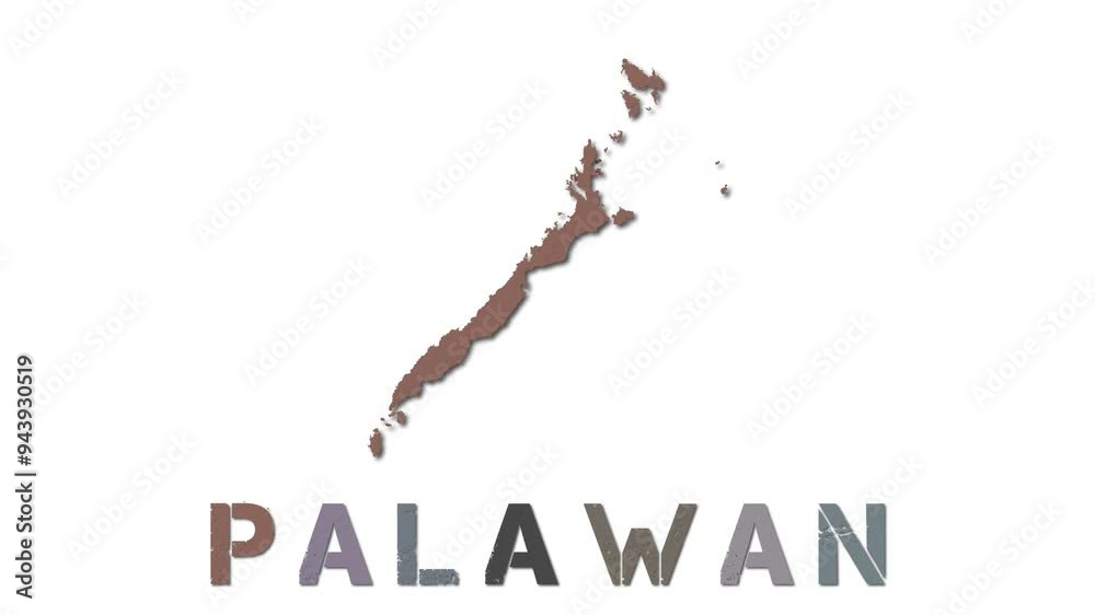 Palawan map with paper regions. Animated island map growing from ...