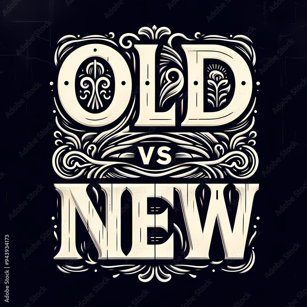 vintage old vs new calligraphy Stock Illustration | Adobe Stock