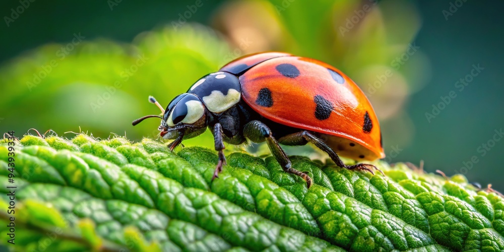 A Lady Beetle, natural predator of aphids and scale insects, perches on ...