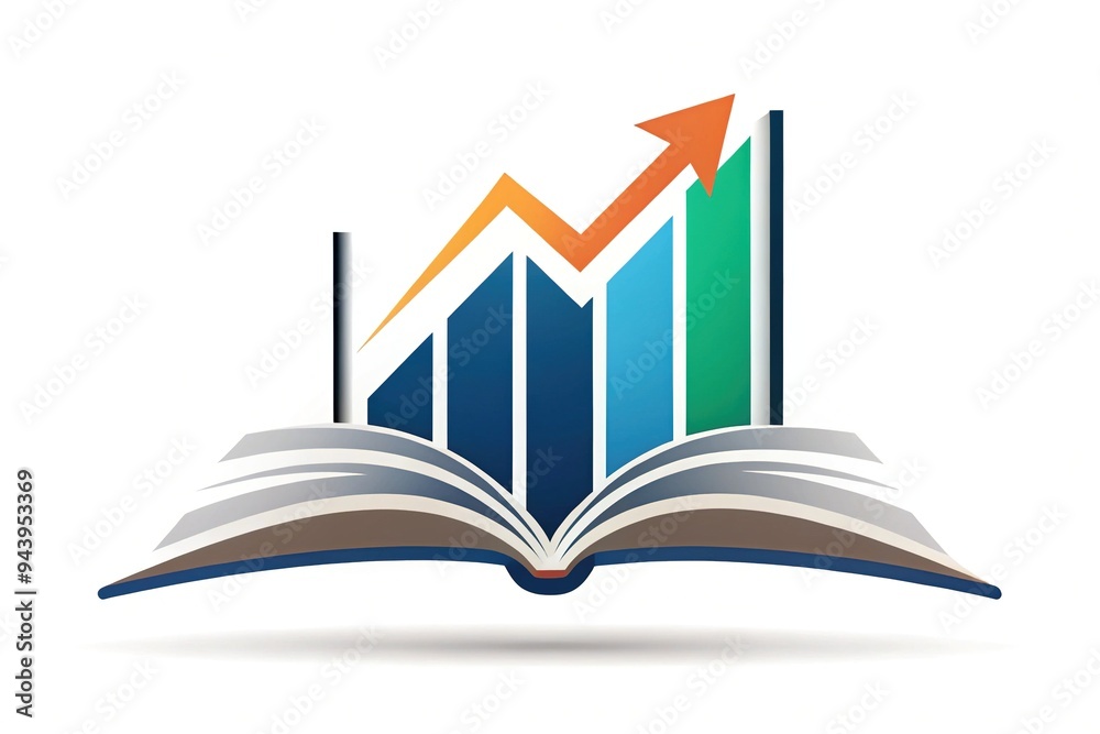 A modern publishing company logo featuring an open book with a rising ...