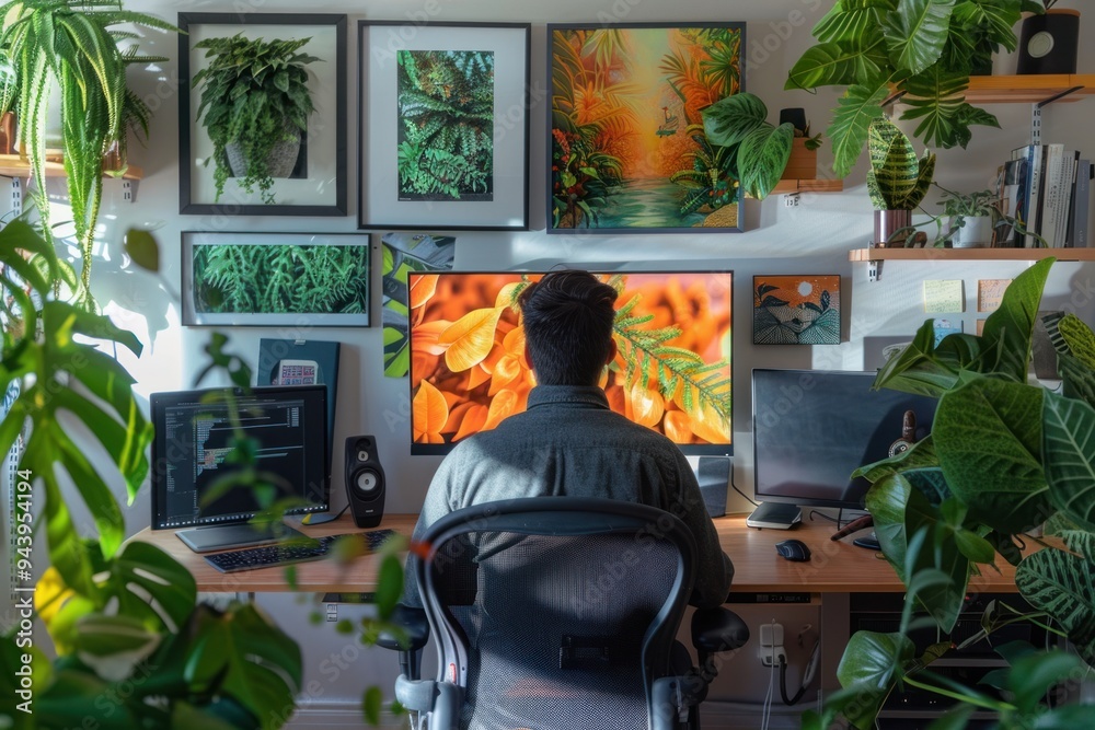 Graphic designers work on multiple computer monitors. Surround yourself ...