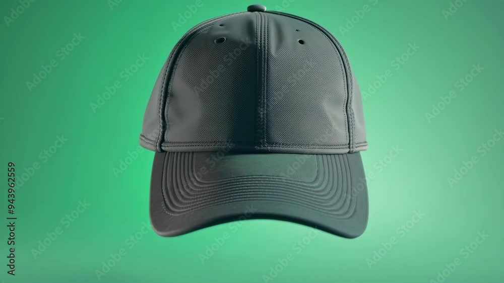 Black cap showcased against a vibrant green background highlighting its ...