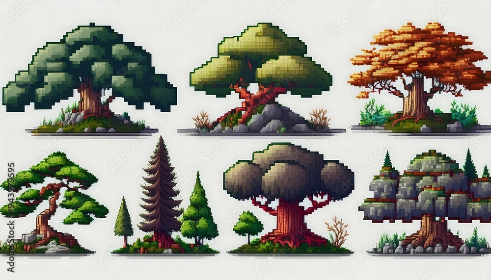 Pixelated Environmental Objects Sprites - collection of 16-bit pixel ...