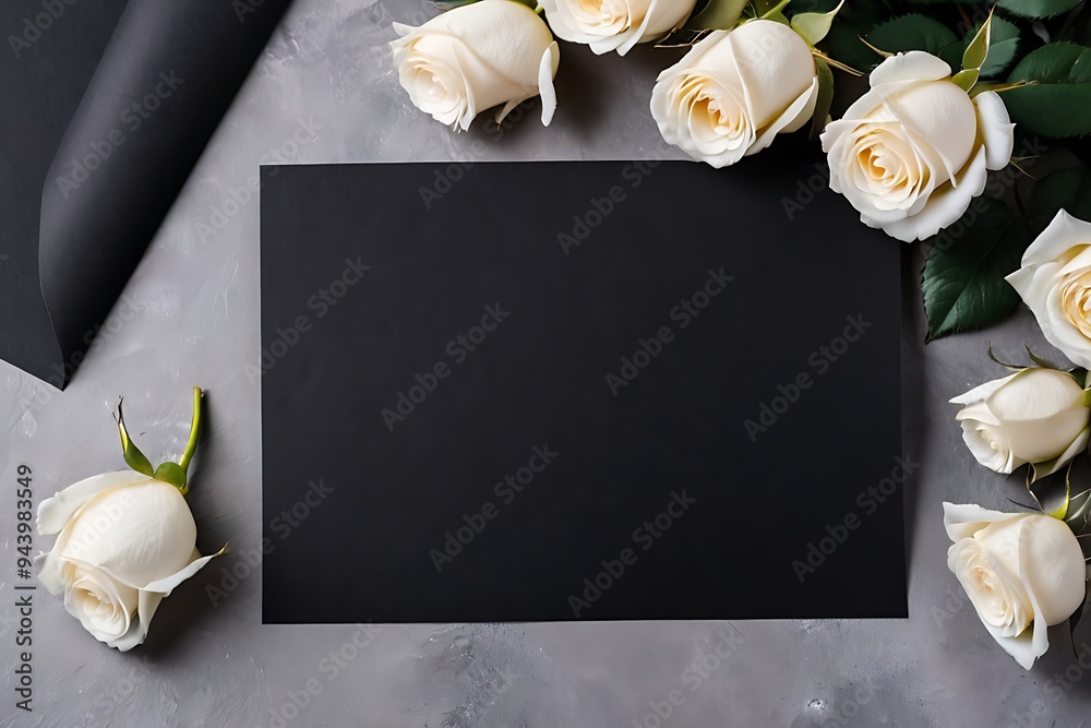 Blank condolence card, sympathy card, memorial card, greeting card with ...