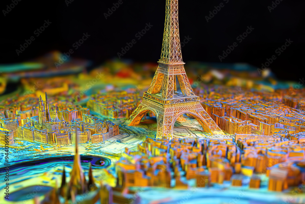 Technical aerial visual, 3D LiDAR GIS aerial map satellite scan model ...