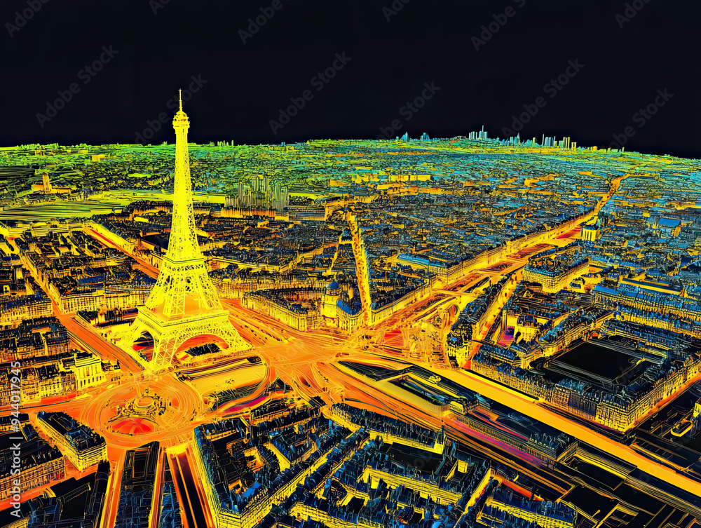 Technical aerial visual, 3D LiDAR GIS aerial map satellite scan model ...