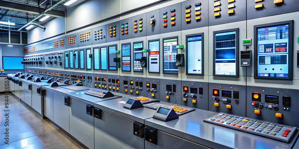 Control Room Power: A modern control room with a sophisticated array of ...