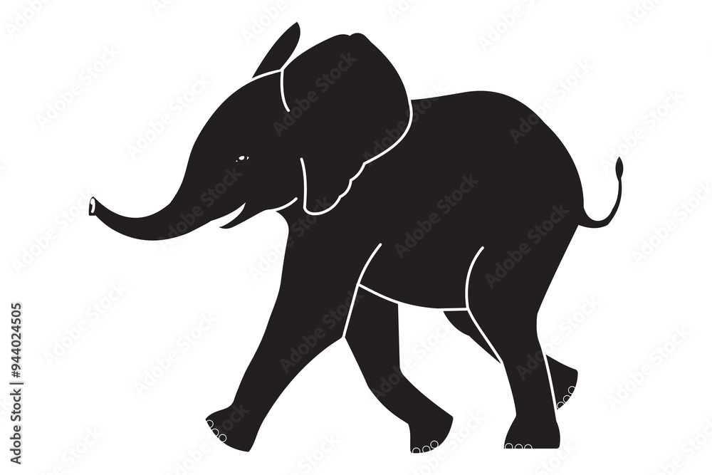 Elephant Silhouettes, icon, symbol. Wild animal vector. African ...