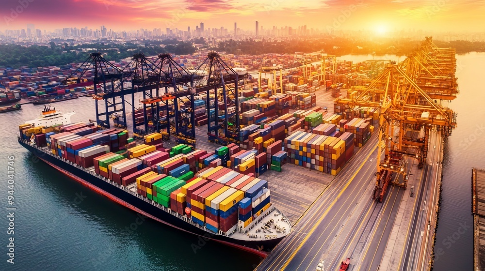 Containers, cargo ships, trucks, warehouses, and logistics enable the ...