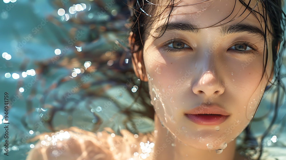Japanese model incorporating water-based skincare products, by a ...