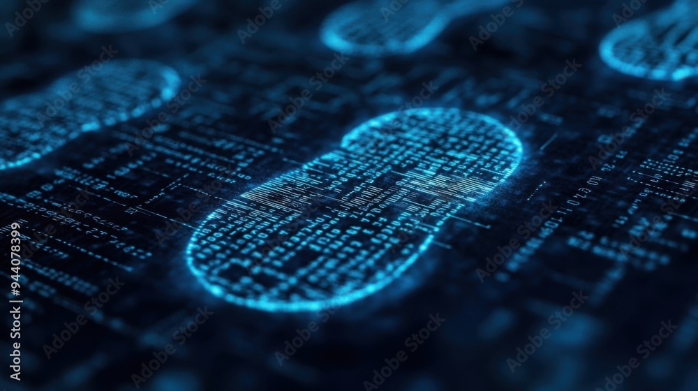 Cybersecurity digital footprints made of binary code, highlighting the ...