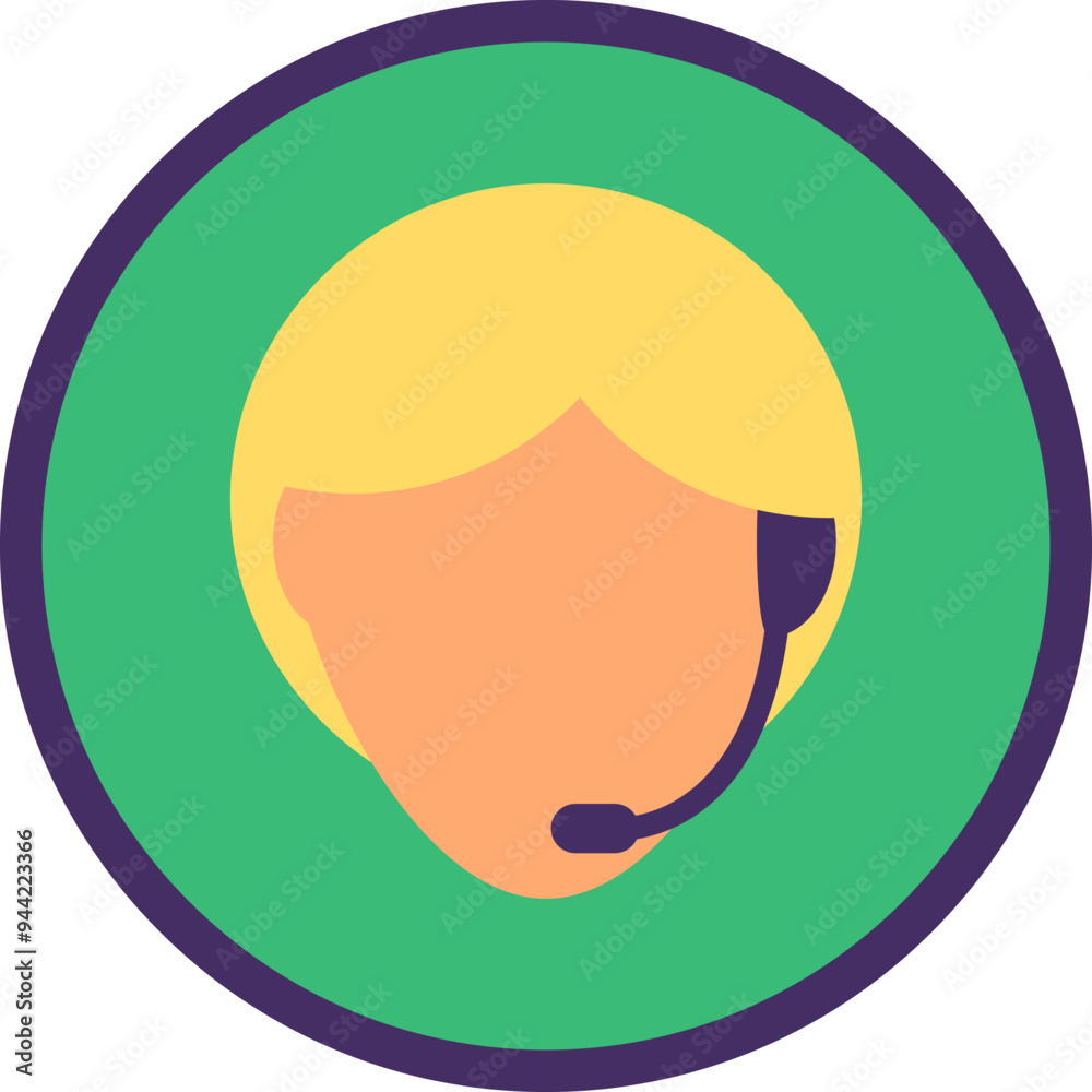 Round support operator sticker. Call hotline, shopping process flat ...