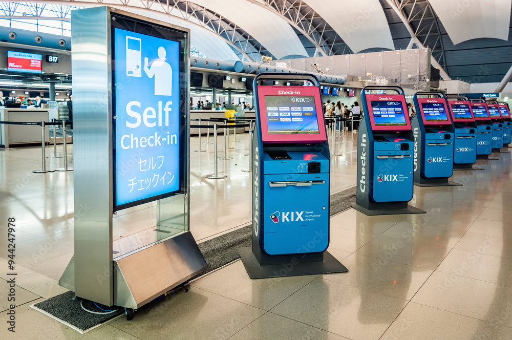 Osaka, Japan - 05.13.2024: Self check in kiosk at Kansai International ...