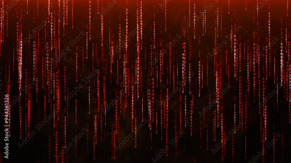 Binary code with numbers moving on the screen. Digital age. Binary algorithm, data code ...