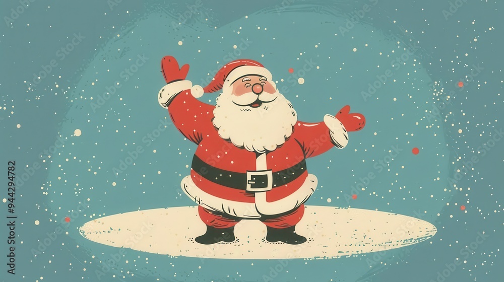 minimalist vector illustration of santa claus in a classic pose ...
