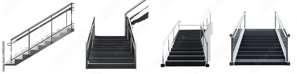 set of view of modern architectural stair railings with, Elegant Modern ...