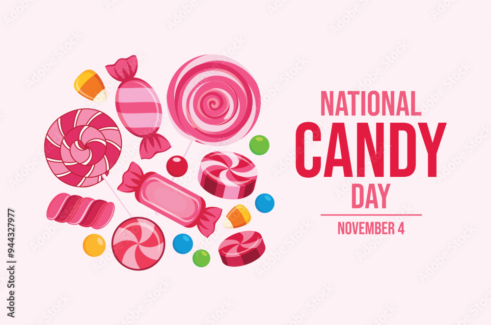 National Candy Day poster vector illustration. Candies and lollipops ...