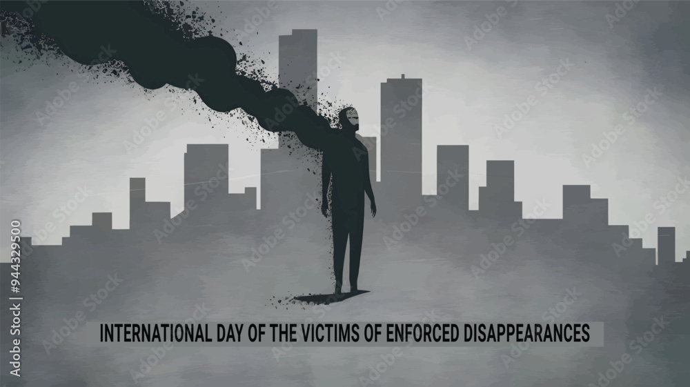 Dark illustration of a figure dissolving into smoke in front of an ...