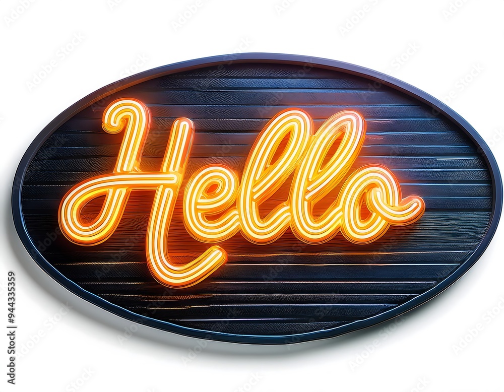 vector realistic isolated neon sign hello logo invitation decoration ...