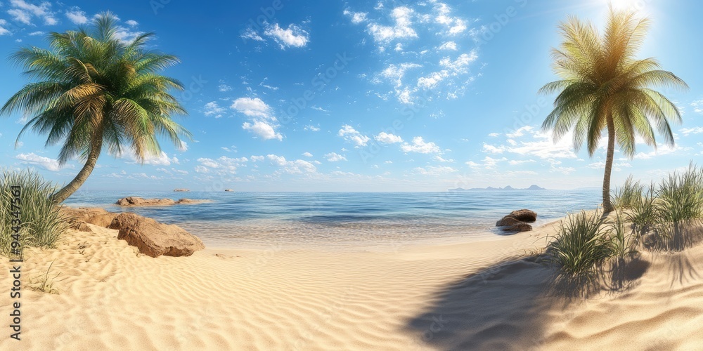 Beach HDRI. High Resolution Environment Map of Exotic Oasis in Desert ...