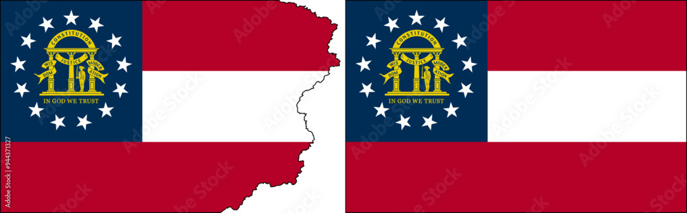 Georgia state flags vector. Standard flag and with torn edges Stock ...