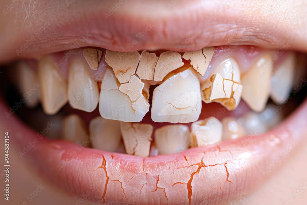 Broken tooth, toothache, periodontal disease in teeth, gum inflammation ...