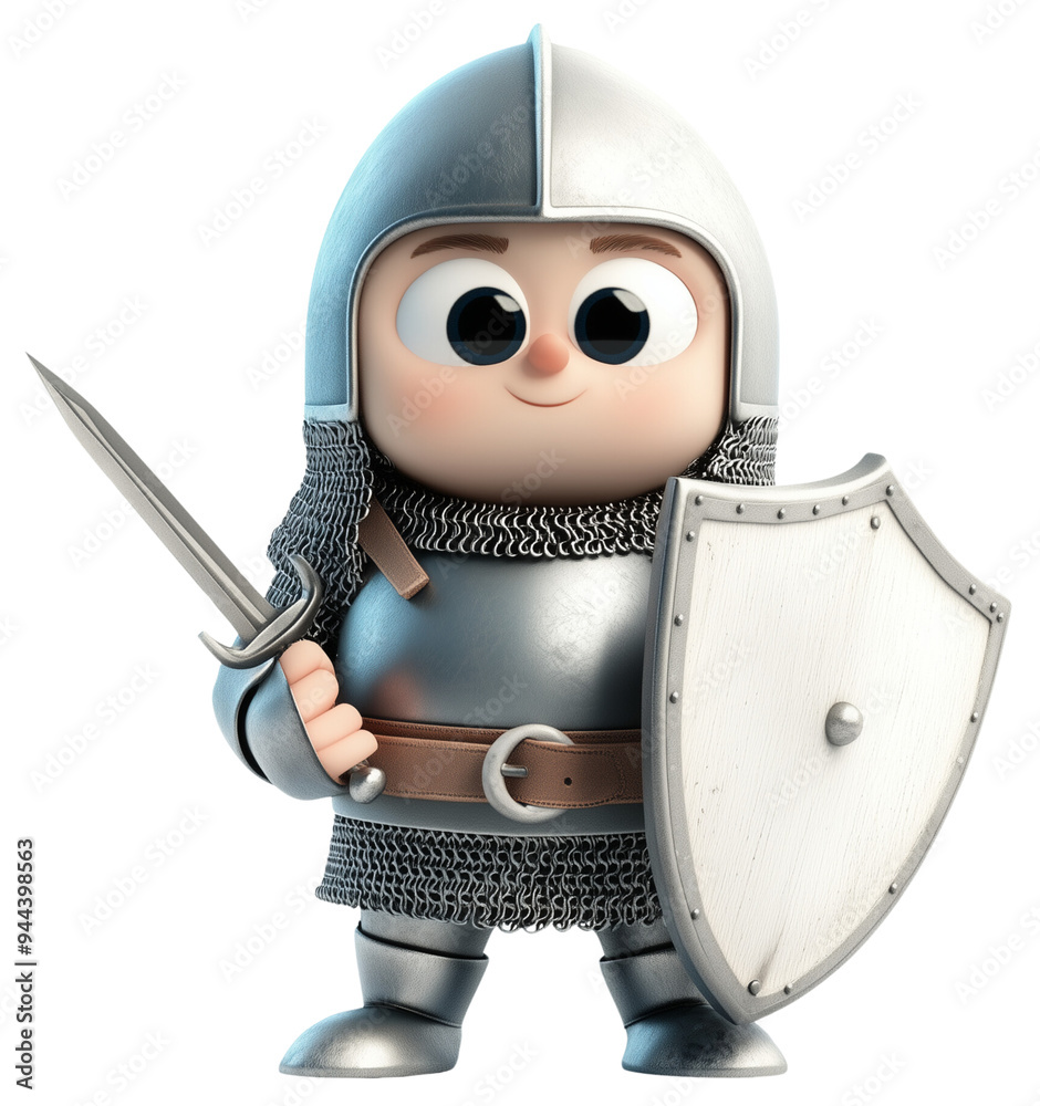 Brave Little Knight: A 3D rendering of a cute and courageous knight ...