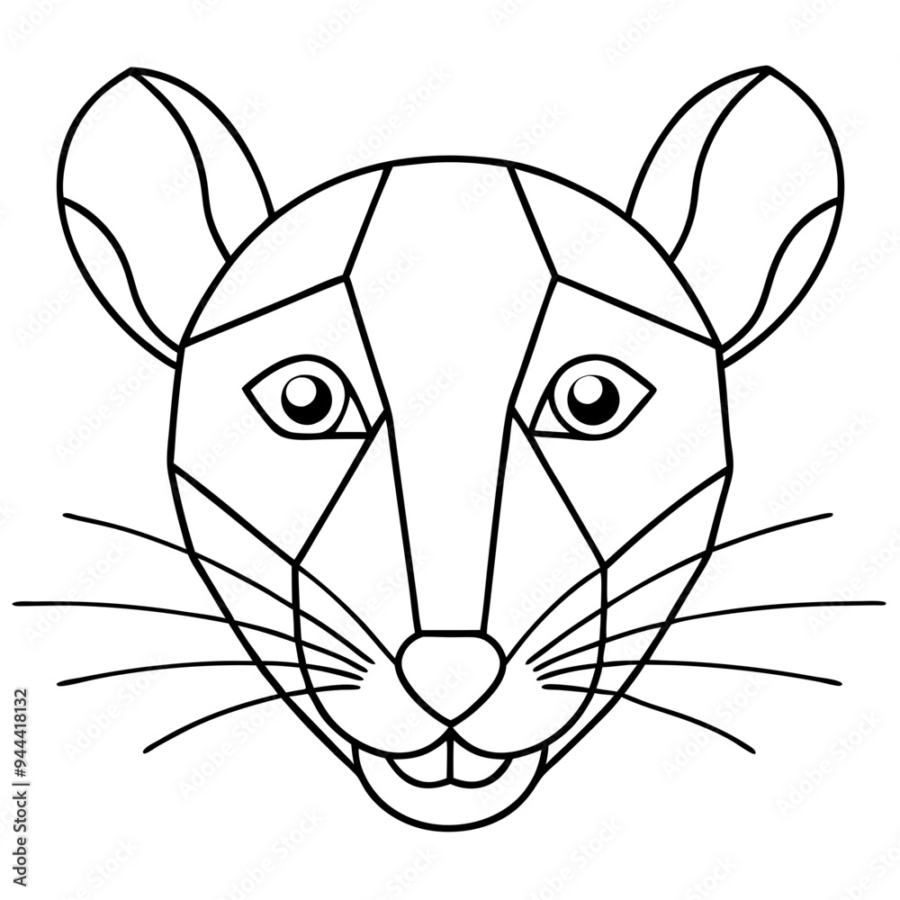 Geometric Rat Face Vector Art Stylized Rodent Line Drawings for Modern ...