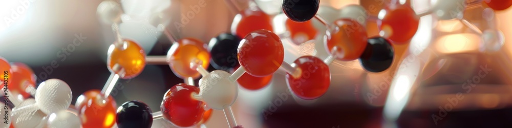 Close-up of a molecular model illustrating the structure of fructose ...