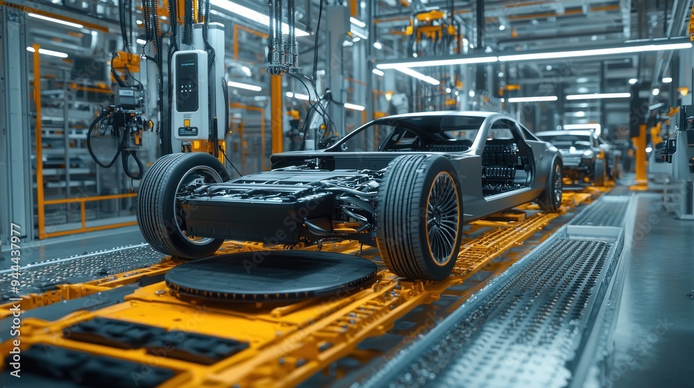 EV Production Line on Advanced Automated Smart Factory. High ...
