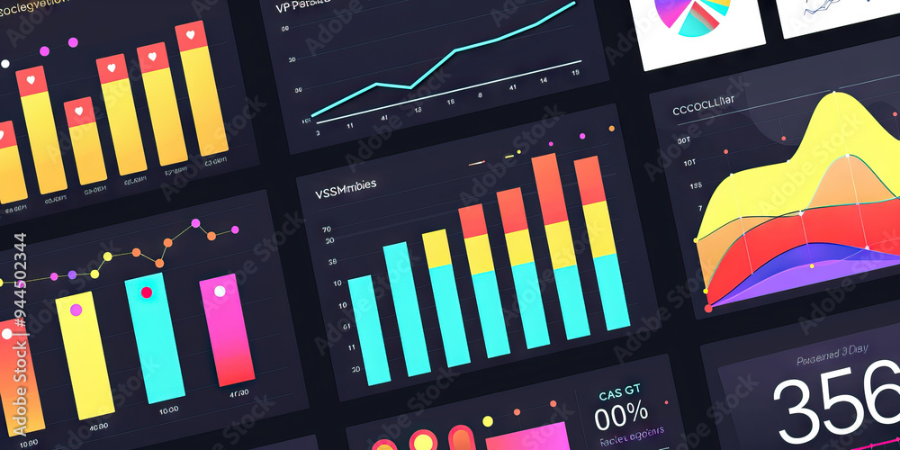 Social Media Engagement Rates: A series of bar graphs in various hues ...