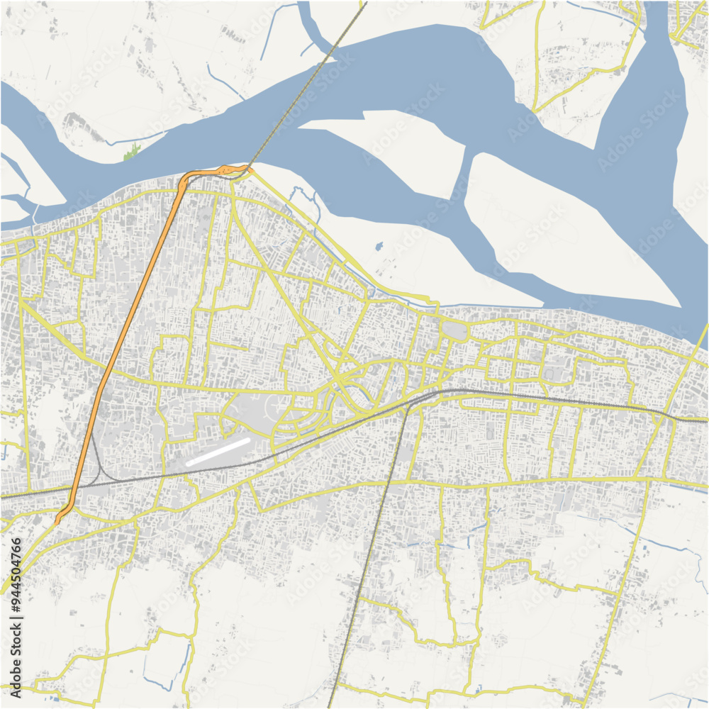 Road map of Patna in India. Contains layered vector with roads water ...