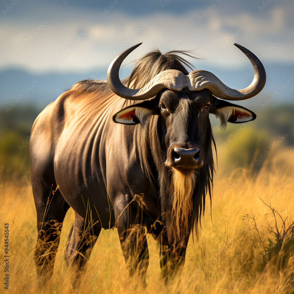 Sophisticated capture of Gnu Wildebeest roaming freely in the ...