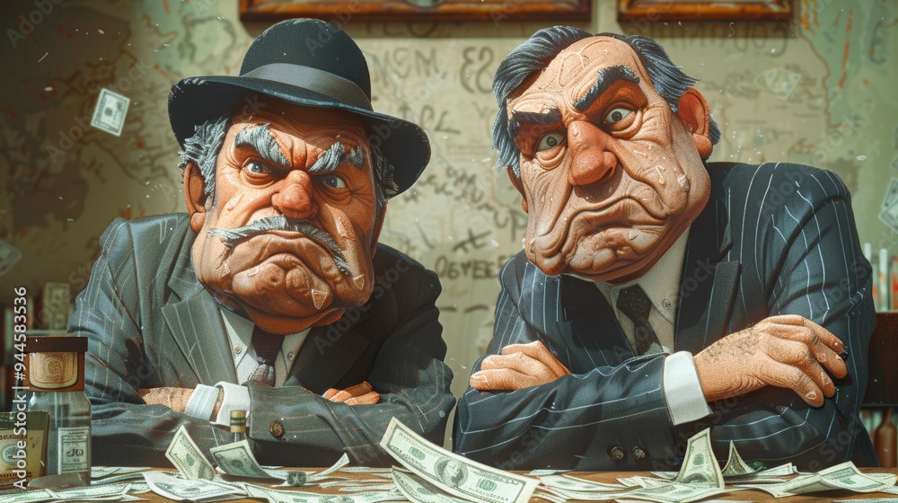 Cartoon businessmen in a greedy and profit-driven environment Stock ...