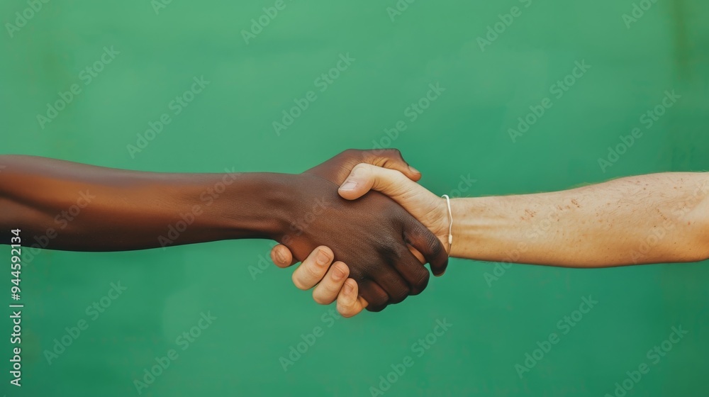 Diverse Partnership: Handshake Between Two People of Different Races ...